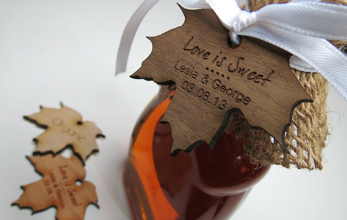 2 X 2 Maple Syrup Tags - Custom Wedding Tags - Wood Wedding Tags - Etsy