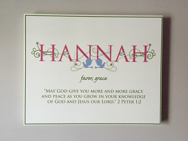 HANNAH Name Art Canvas with Name Meaning and Scripture Verse | Etsy