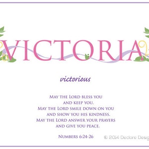 VICTORIA Name Art Canvas with Name Meaning and Scripture | Etsy