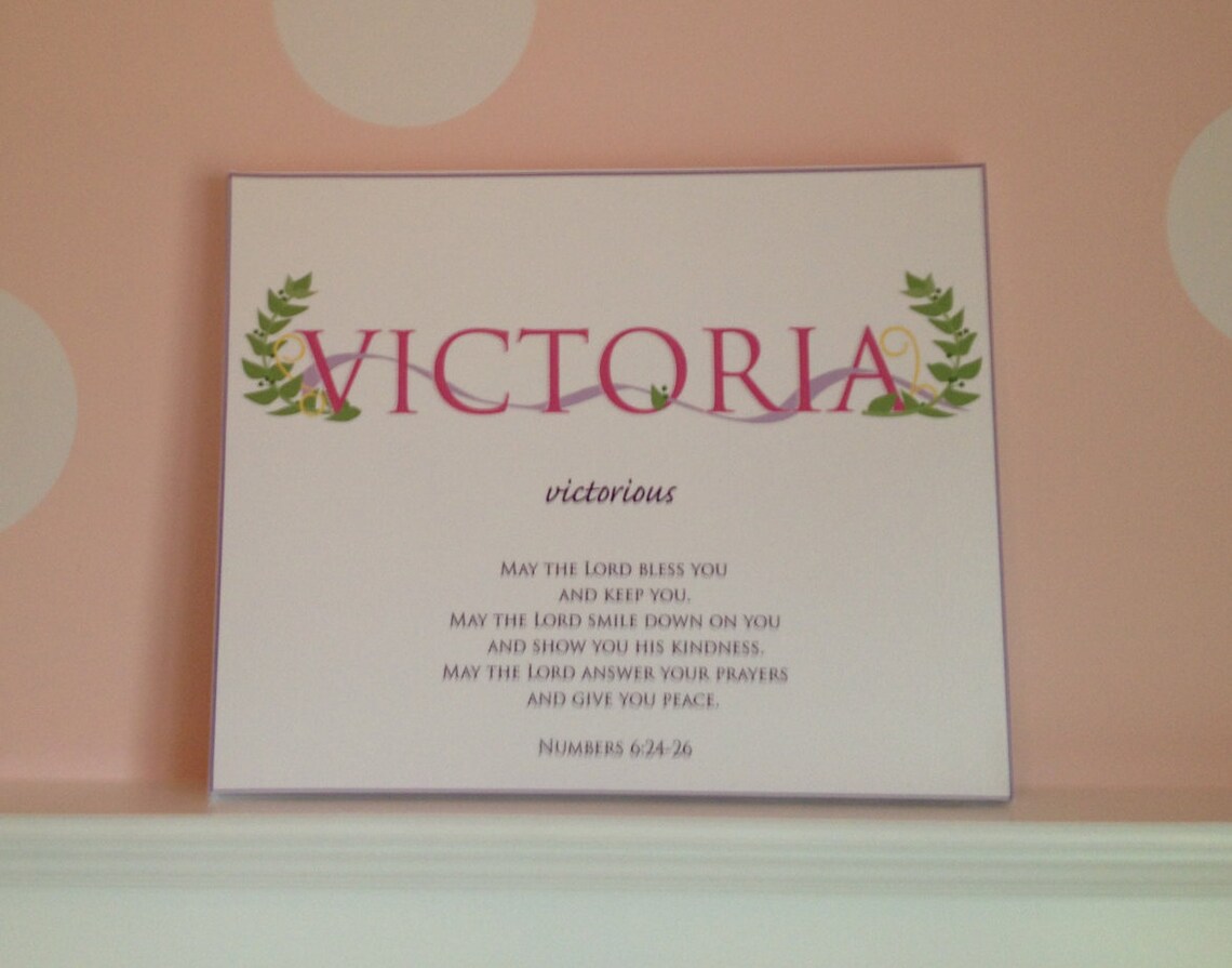 VICTORIA Name Art Canvas with Name Meaning and Scripture | Etsy