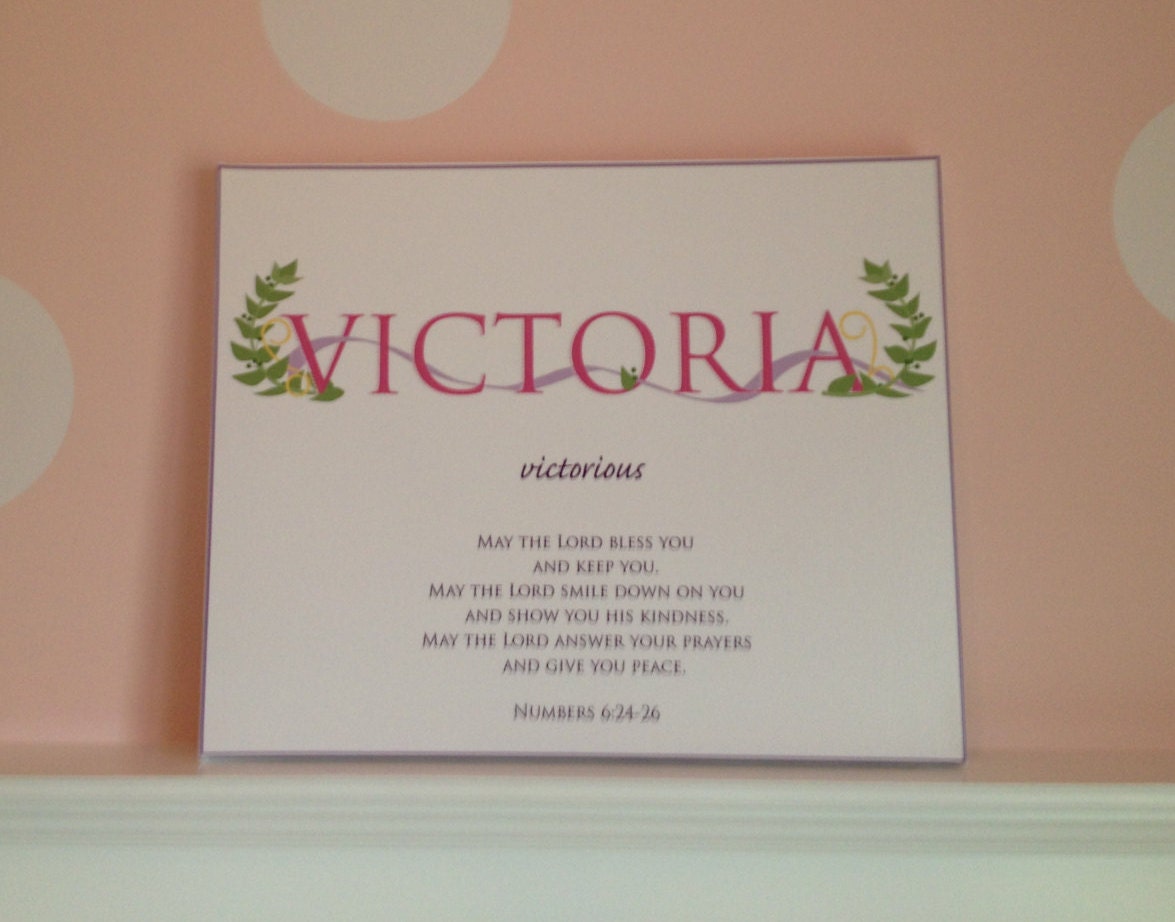 VICTORIA Name Art Canvas with Name Meaning and Scripture | Etsy