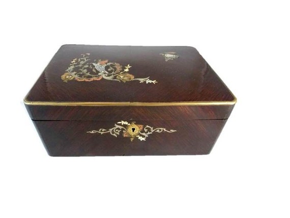 Antique French Mahogany Dressing Box With Mirror Mother of - Etsy