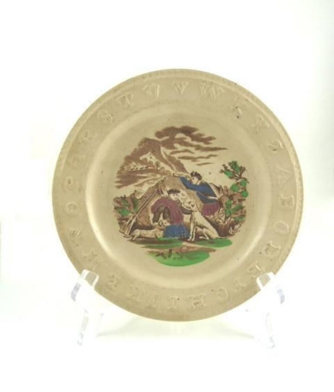 Antique Children's ABC Transferware Plate, Raised Alphabet and Dogs - Etsy