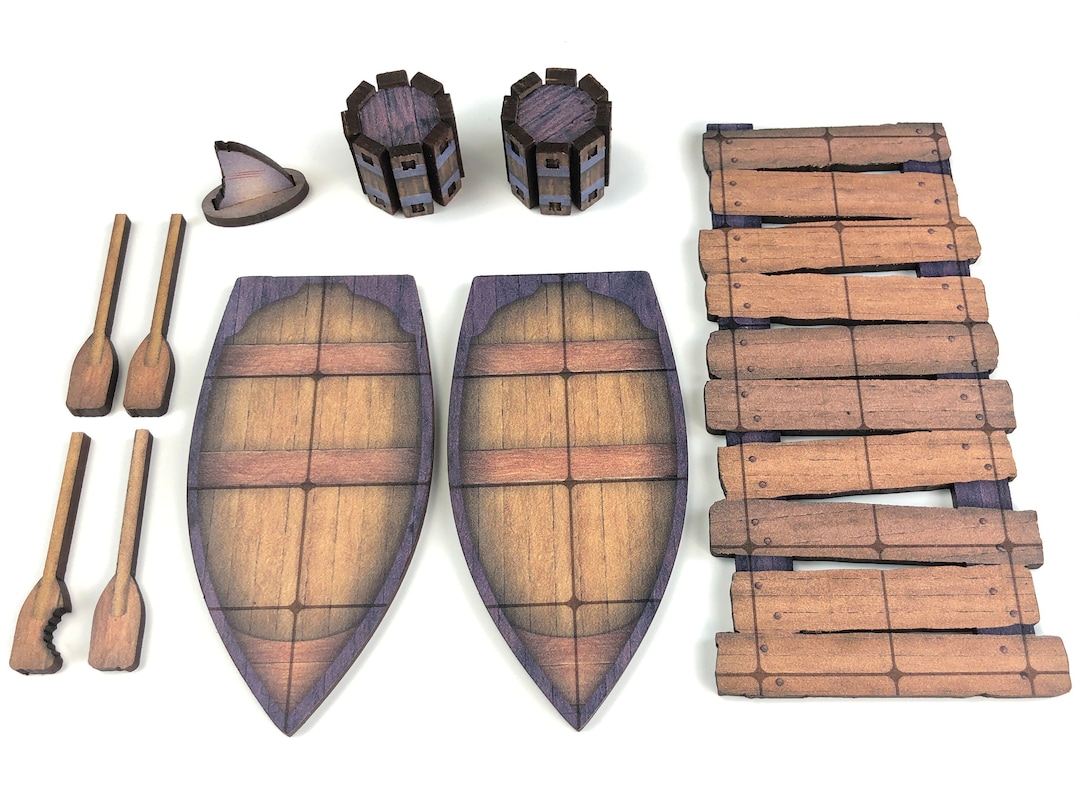 Dnd Island Rowboat Terrain Set | Laser Cut Wood With Graphics | Full ...