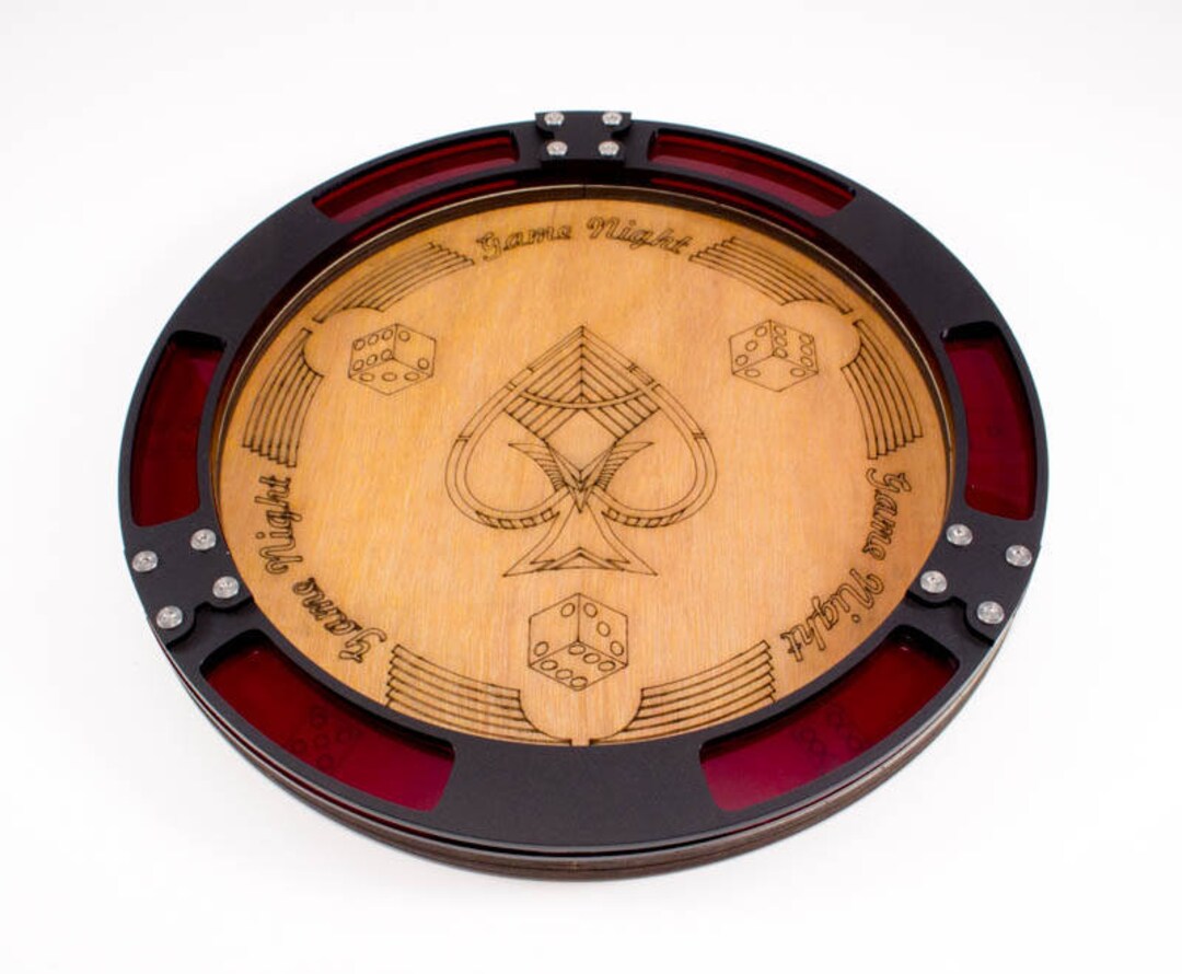 Game Night Dice Tray for Family and Friends, Laser Engraved Wood, Red ...