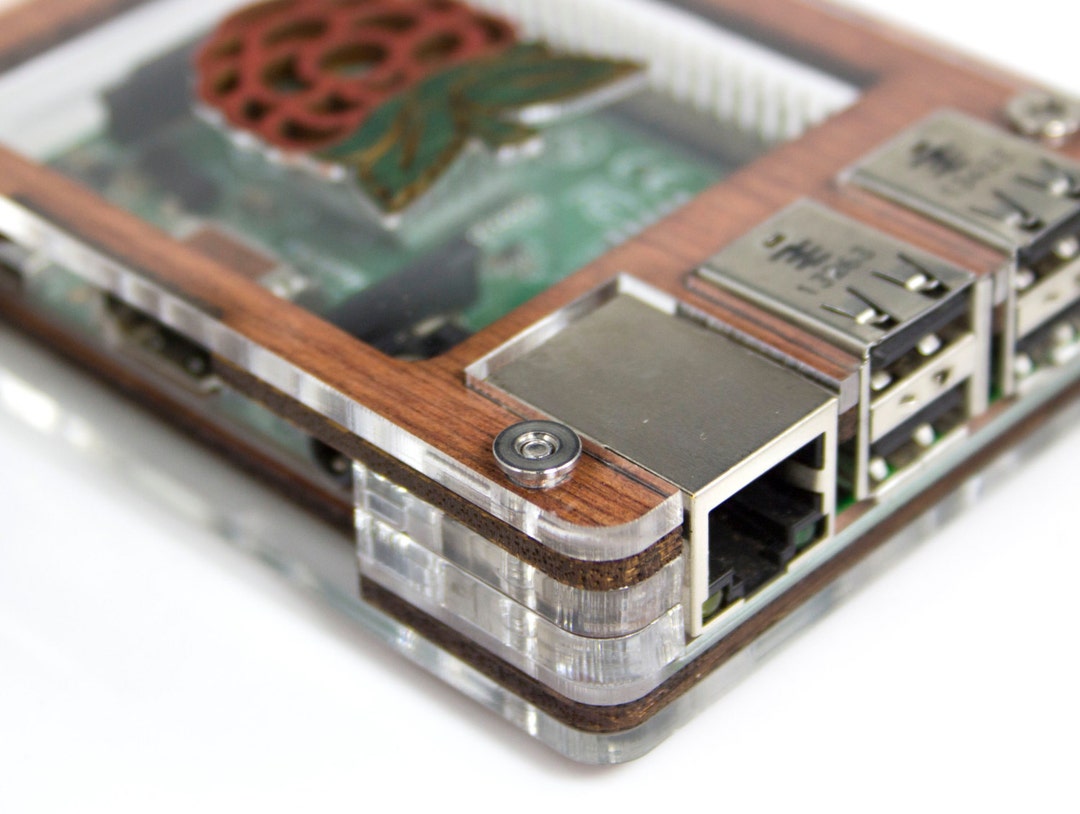 C4labs Zebra Case for Raspberry Pi 3B, 3, 2 and B With Power Cord and Heatsinks Wood/wood Inlay ...