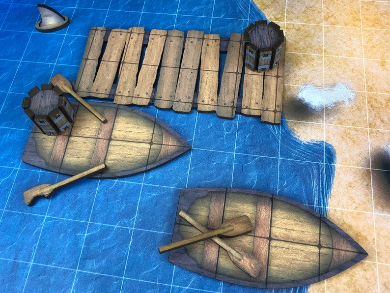 Dnd Island Rowboat Terrain Set | Laser Cut Wood With Graphics | Full ...