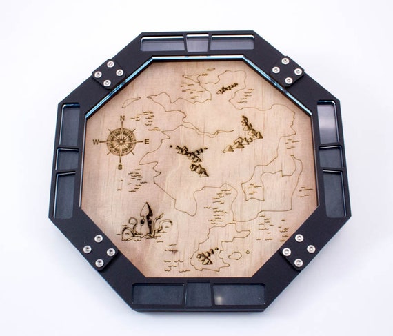 Cartographer Dice Tray Wood Laser Etched Map Design for | Etsy