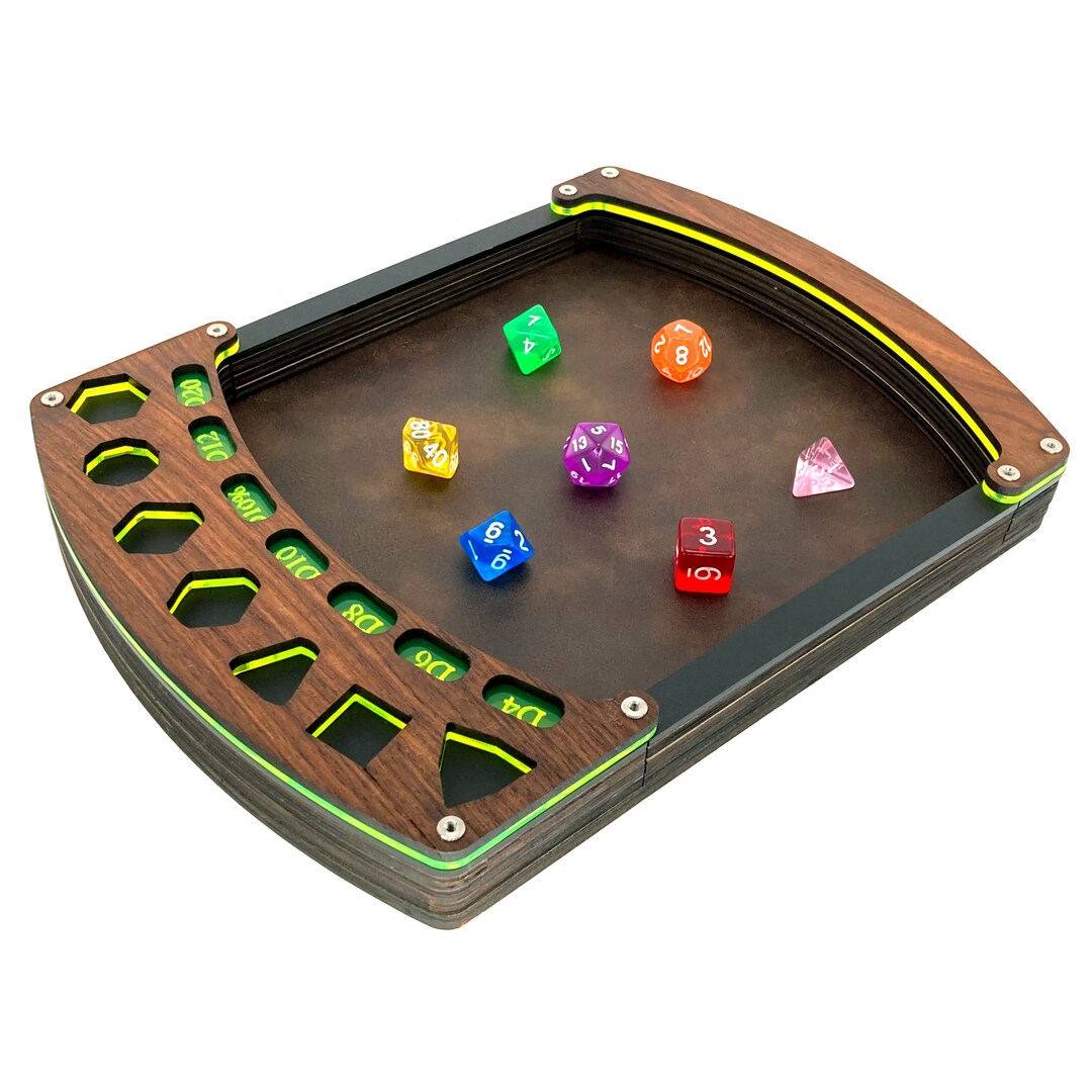 Display Padded Dice Tray With Genuine Walnut Top – Rolling Surface and ...