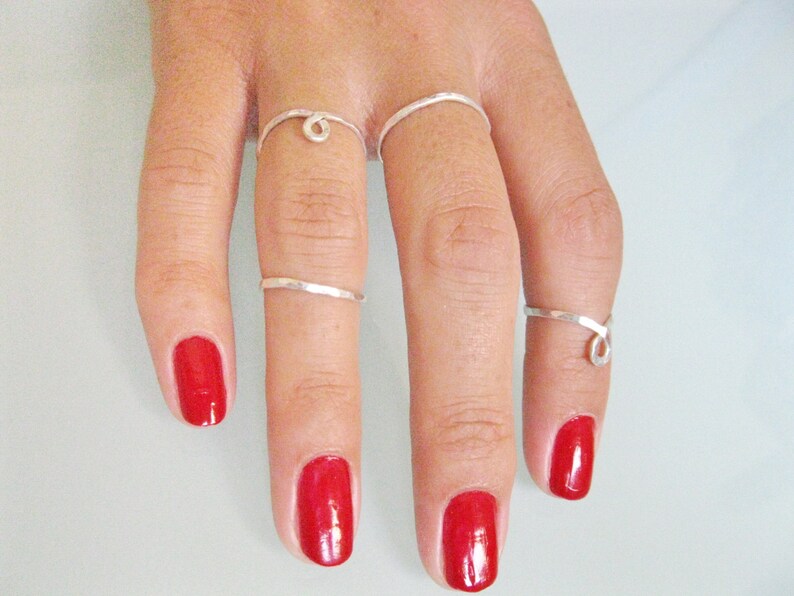Finger Ring Silver Midi Ring Sterling Stacking Rings Silver | Etsy