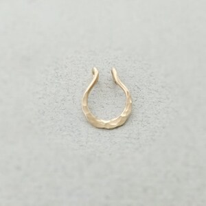 Gold Septum Ring, Fake Septum Ring, Circle Septum Ring, Hammered Nose ...