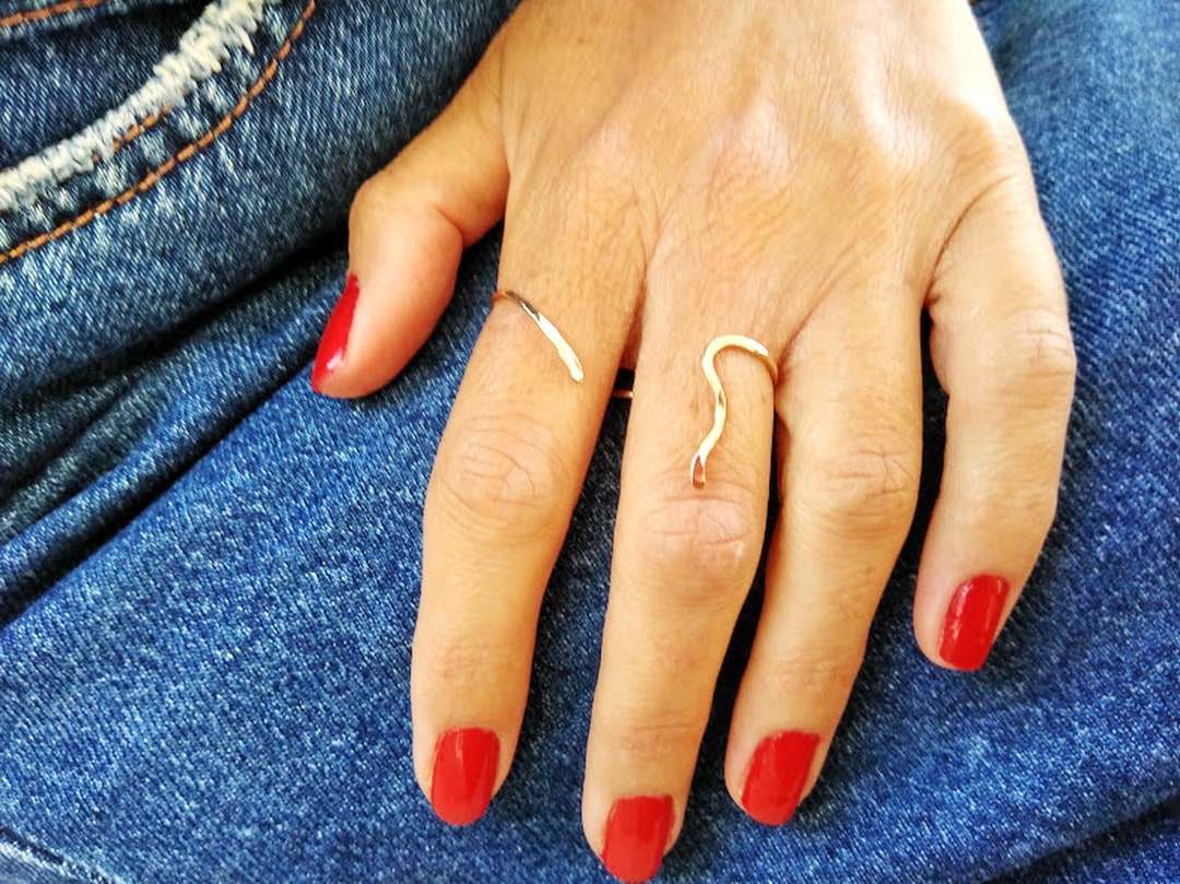 Double Finger Ring, Gold Snake Ring, Two Finger Ring, Double Finger ...