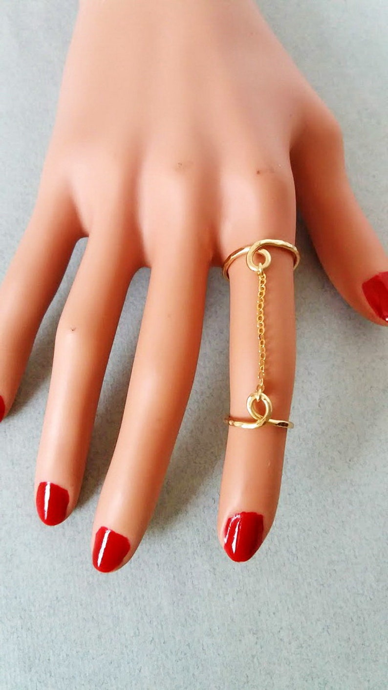 Two Finger Chain Ring, Double Chain Ring, Unique Ring for Her ...