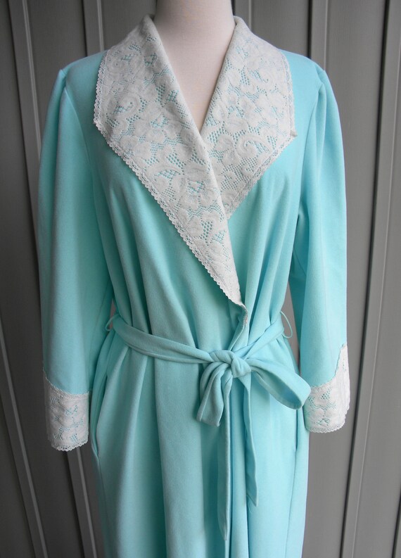 Vintage Long Velour Wrap Robe / by Vanity Fair / Made… - Gem