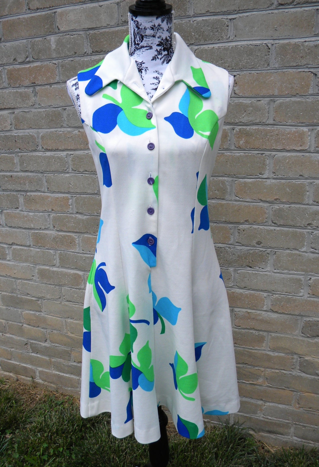 Vintage Mod Print Knit Dress / Retro 70's Dress / Vintage Print Dress ...