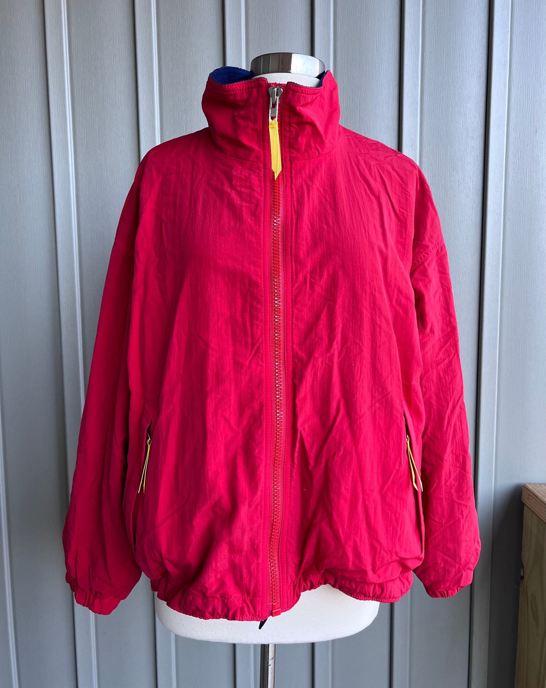 Vintage Red Jacket / by Eddie Bauer / Made in USA / Red With Blue ...