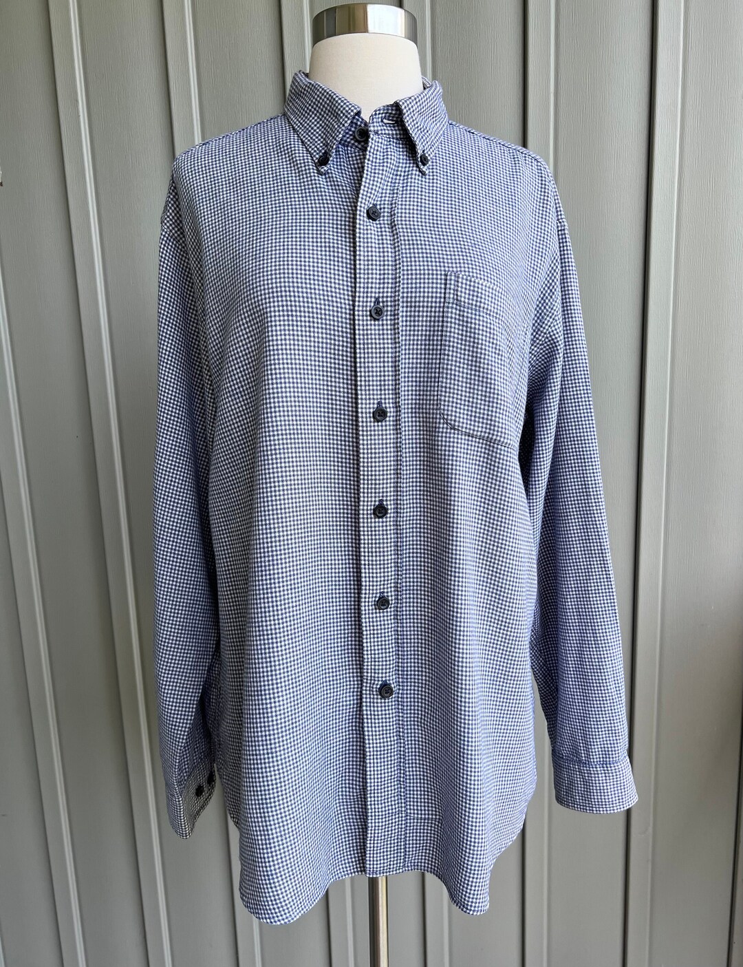 Men's Navy Gingham Print Cotton and Wool Flannel Shirt / by LL Bean ...