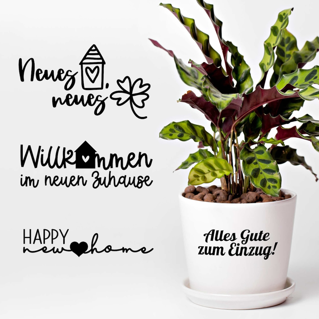 Sticker for Flowerpot as a Housewarming Gift, 4 Different Designs ...