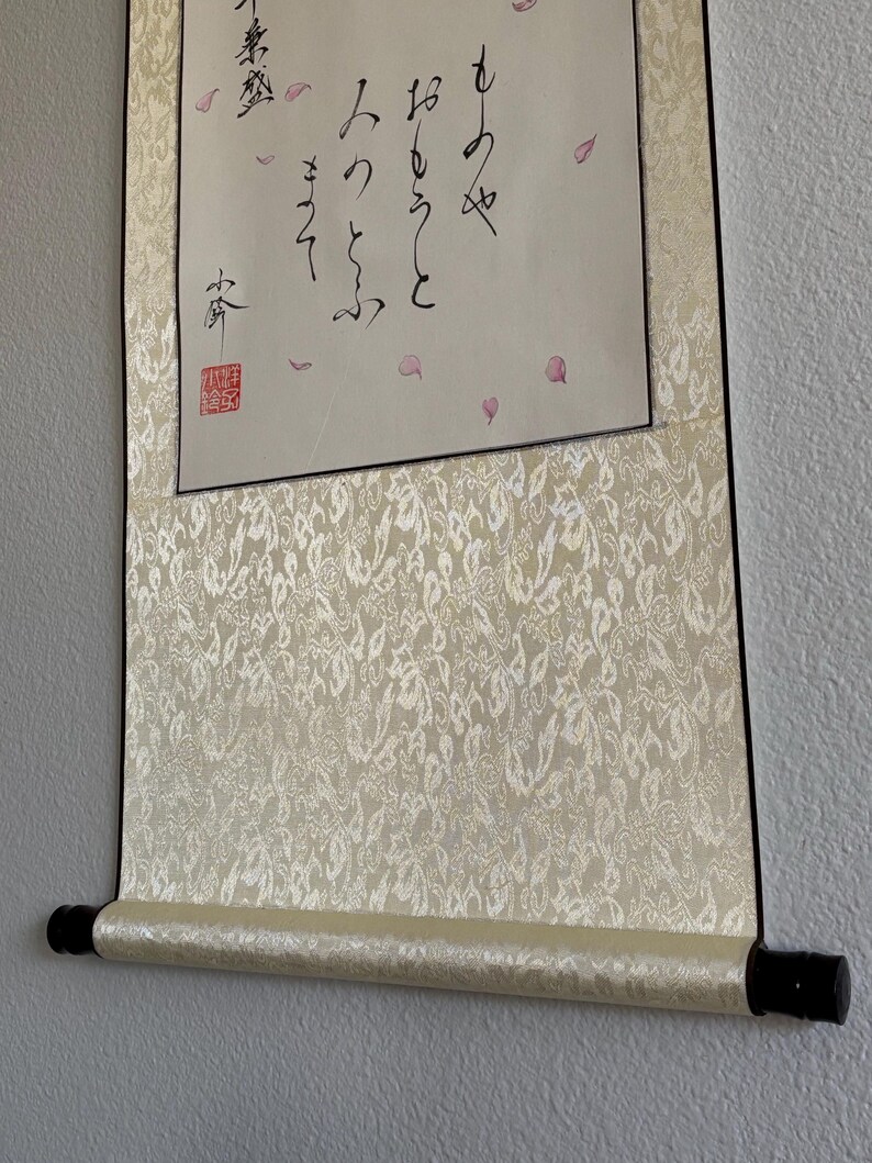 Love Waka Poem-hanging Scroll-taira No Kanemori-cherry Blossoms-hand ...