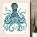 Large Octopus Poster Giant Octopus in Blue Octopus Print 18x40inches ...
