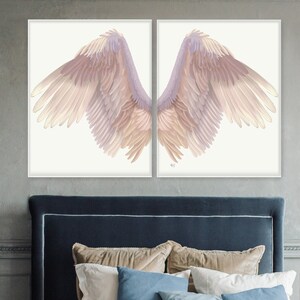 Angel Wings Canvas, Pink Wings Print, Set of 2 Prints, Dusty Pink Decor ...