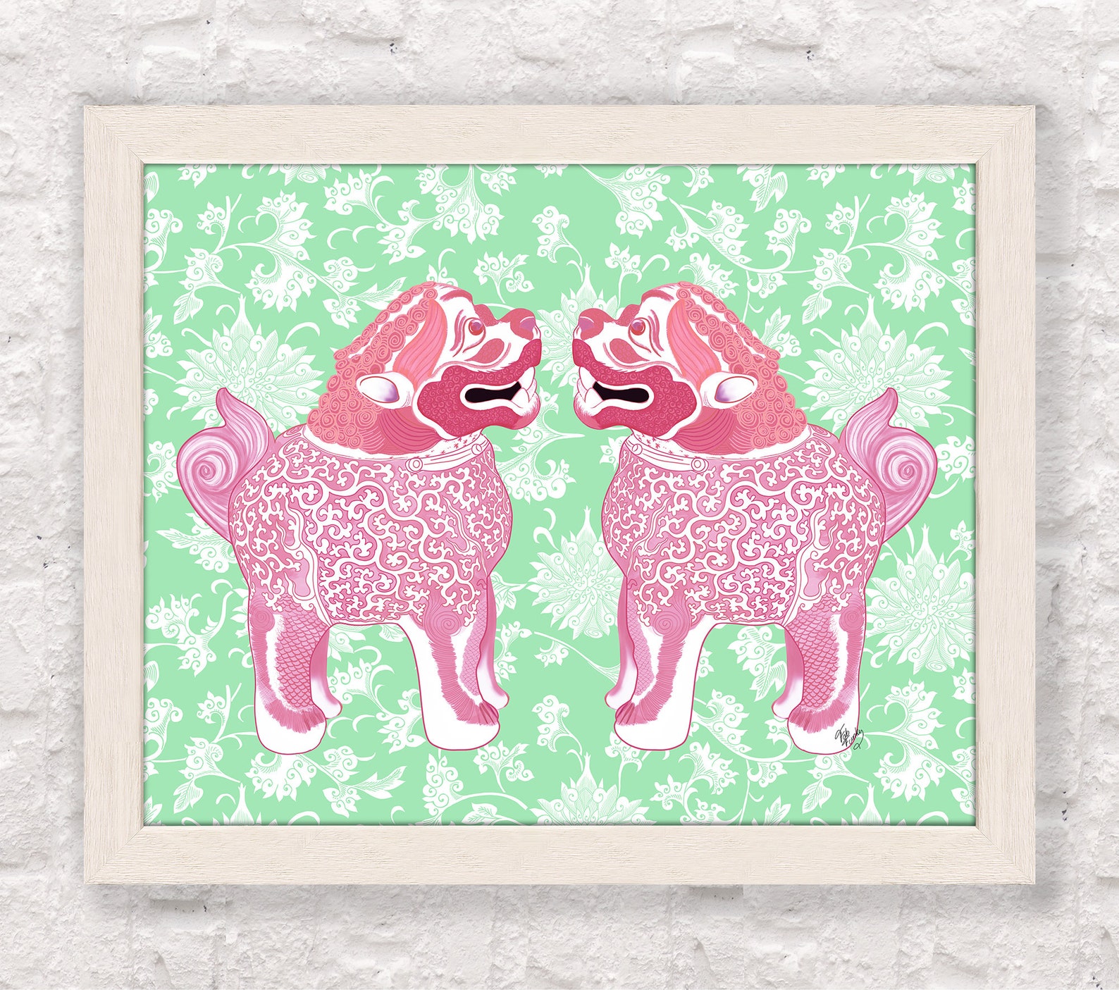 Foo Dog Print Chinoiserie Decor Chinese Lion Dogs Oriental - Etsy