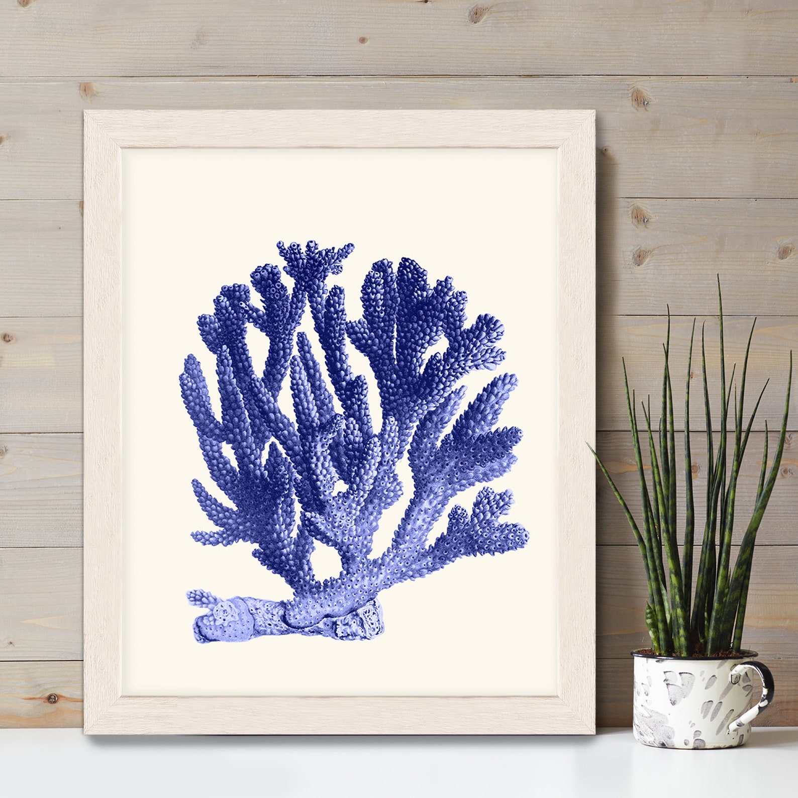 Blue Coral print 1 Nautical print coral art beach decor | Etsy