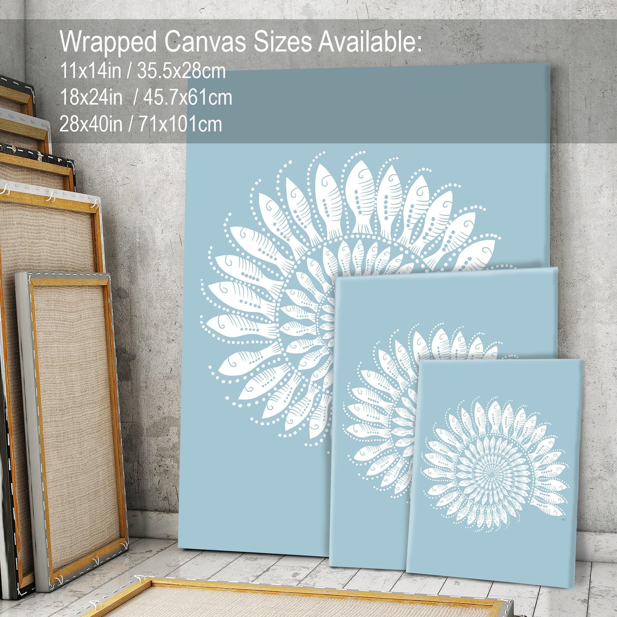 Blue and White Print, Fish Wall Art, Shell Picture, Sea Shell Art ...