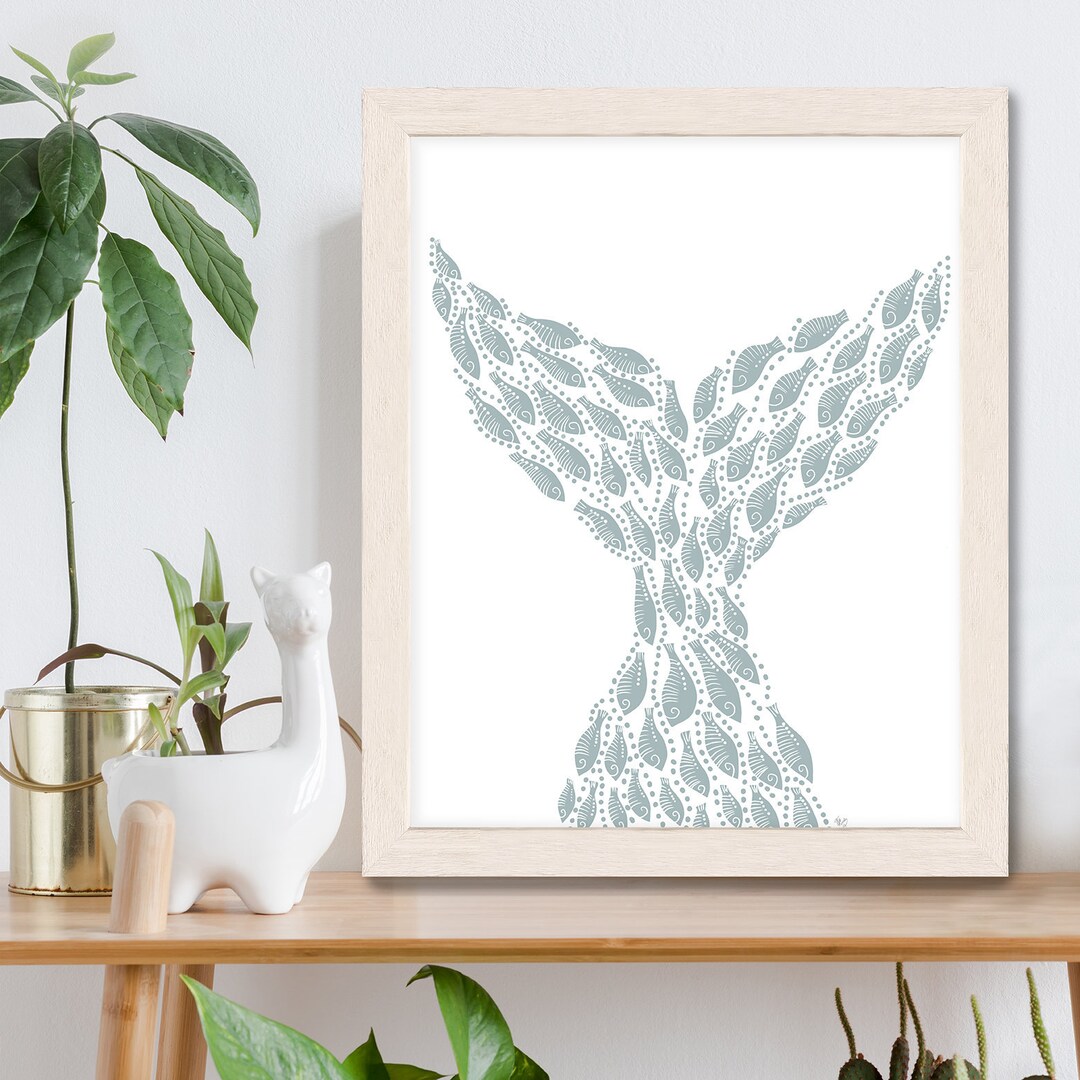 Little Fishes Art, Fish Tail Print, Mermaid Tail Picture, Coastal Art ...