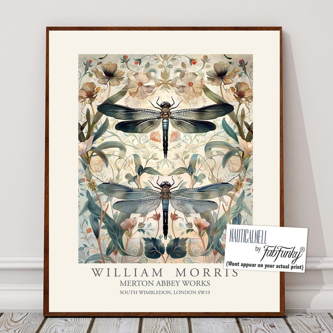Dragonfly Print, William Morris Style Illustration, William Morris ...