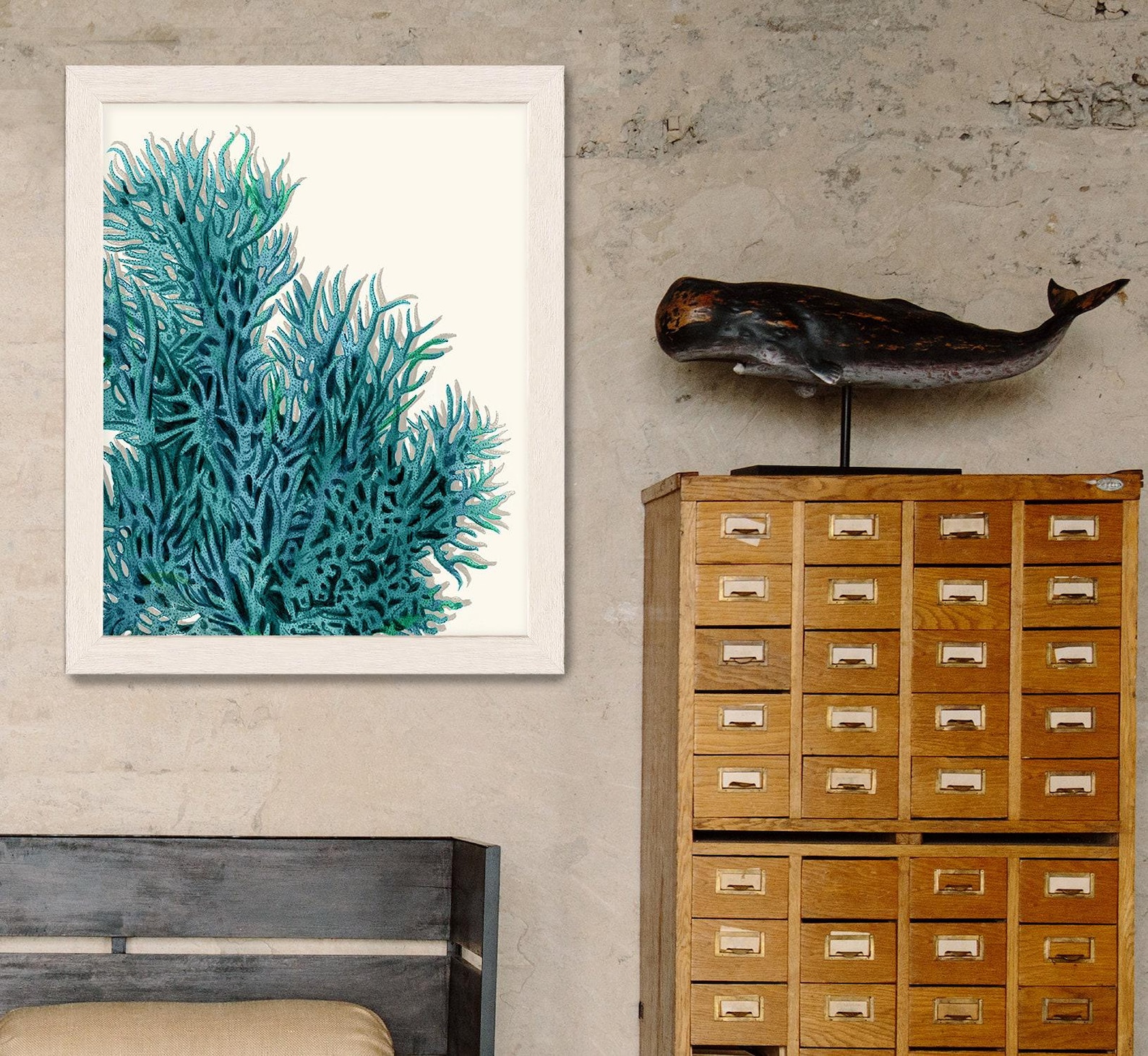 Turquoise Coral Print - Coral 9 in Turquoise - Turquoise Wall Art Coral ...