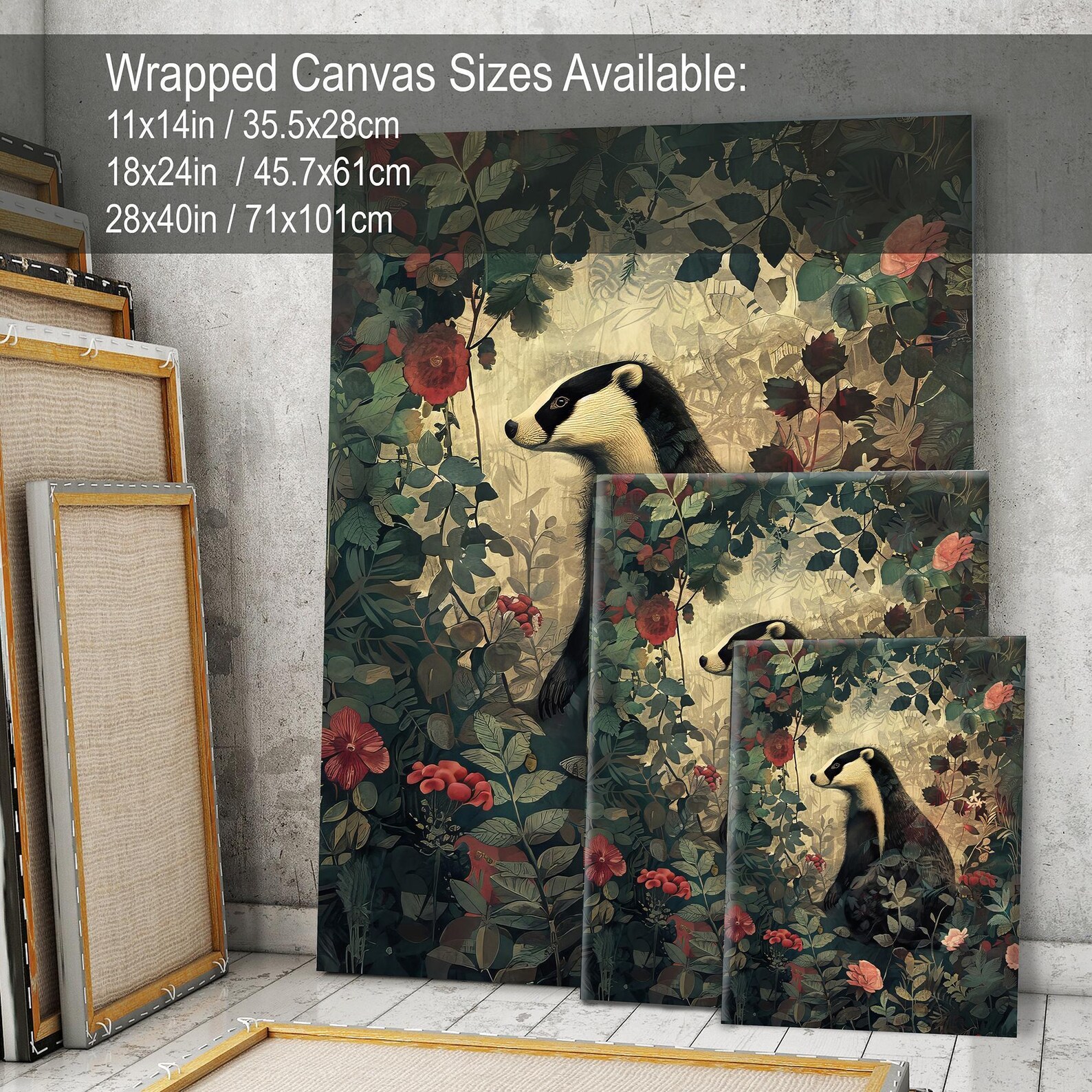 Badger Wall Art, Badger Print, William Morris Style Poster, Vintage ...