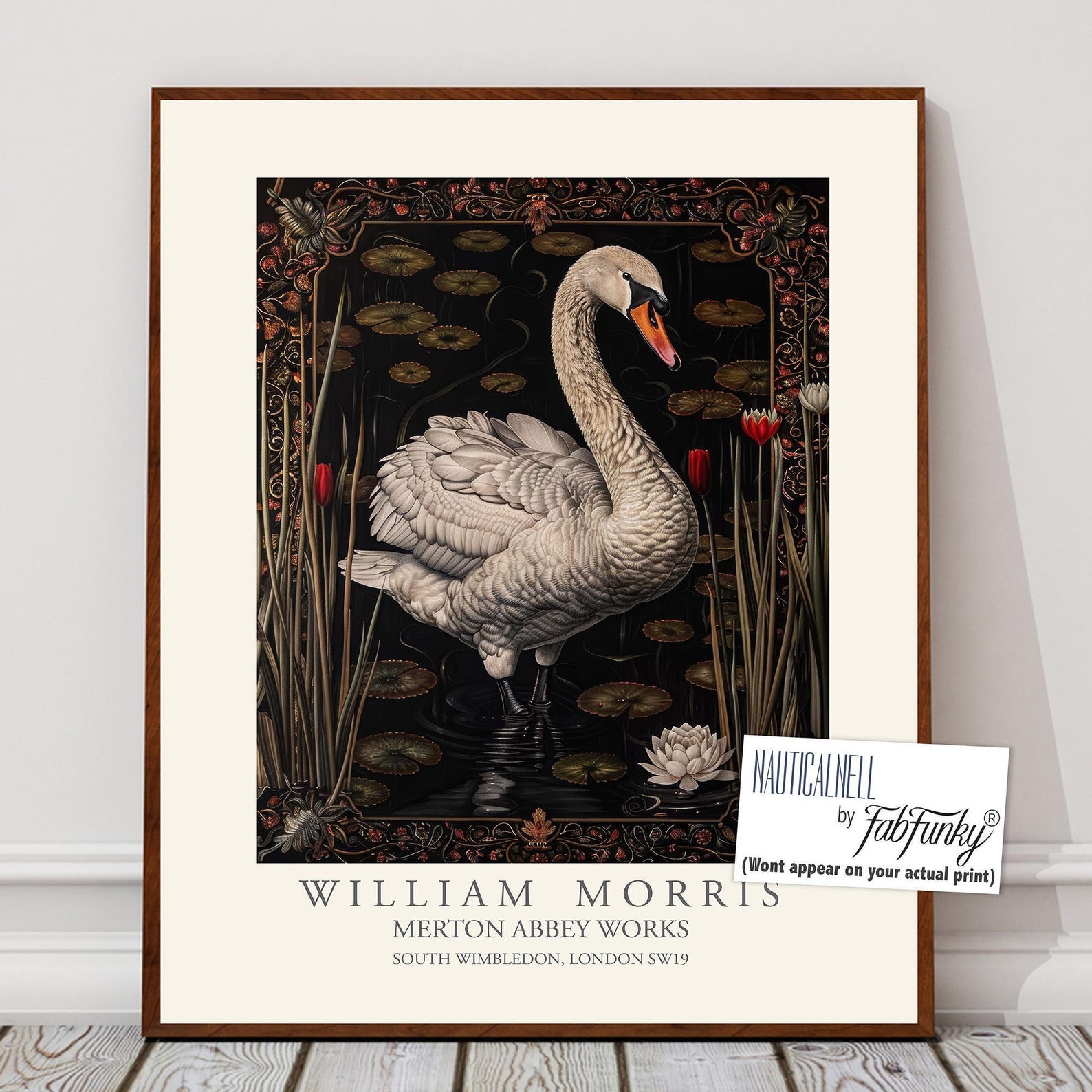 William Morris Style Bird Print, William Morris Swan Poster, Large ...