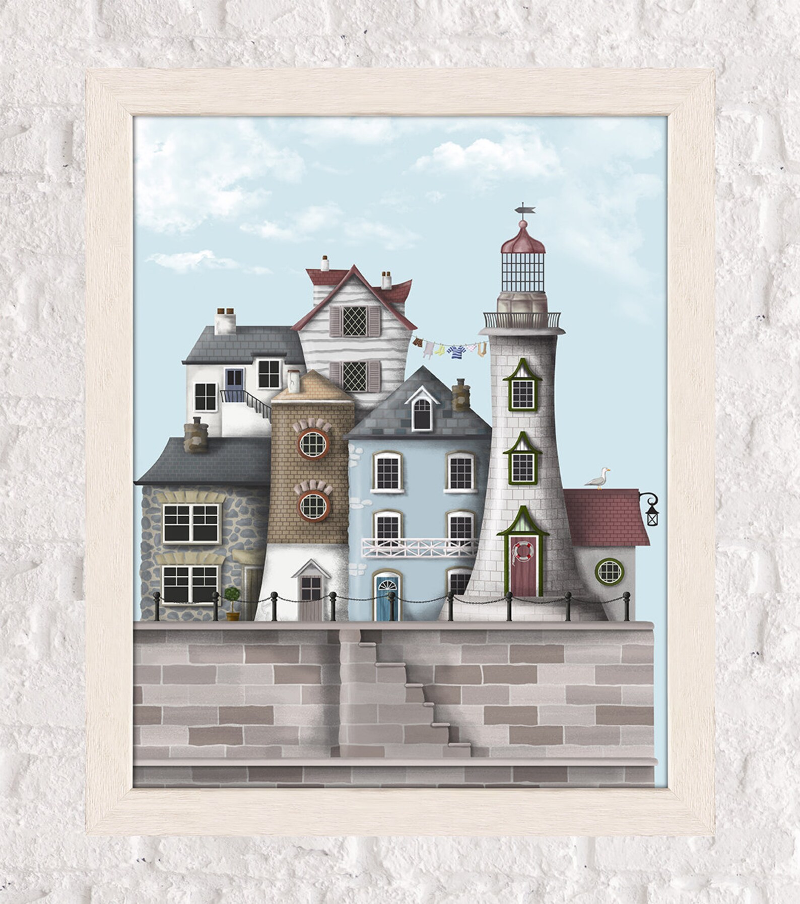 Lighthouse Print Lighthouse Poster Harbour Print Nautical | Etsy