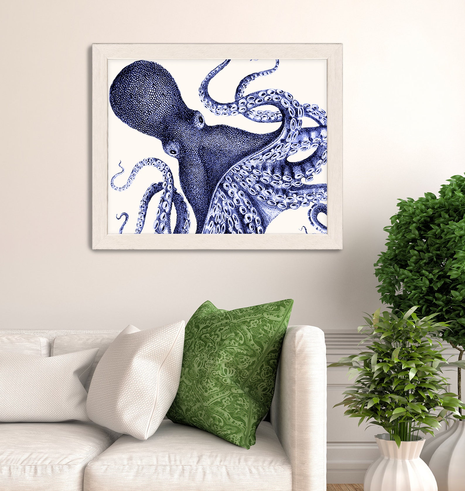 Octopus Wall Art Landscape Octopus in Blue Octopus - Etsy