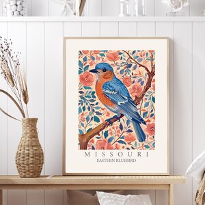 Eastern Bluebird Missouri State Bird Art Print, William Morris Style ...