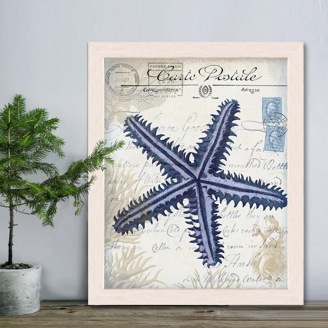 Blue Starfish Print - Seaside Postcard Series - French Decor French ...