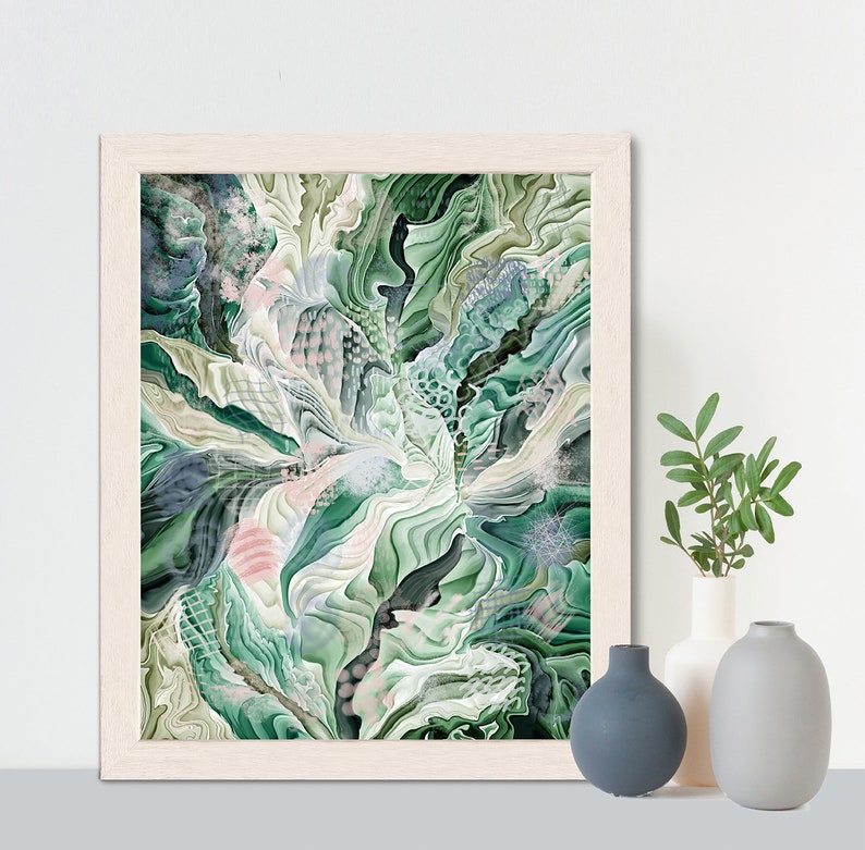 Forest Painting Abstract Tree Art Green Canvas Large Beach - Etsy