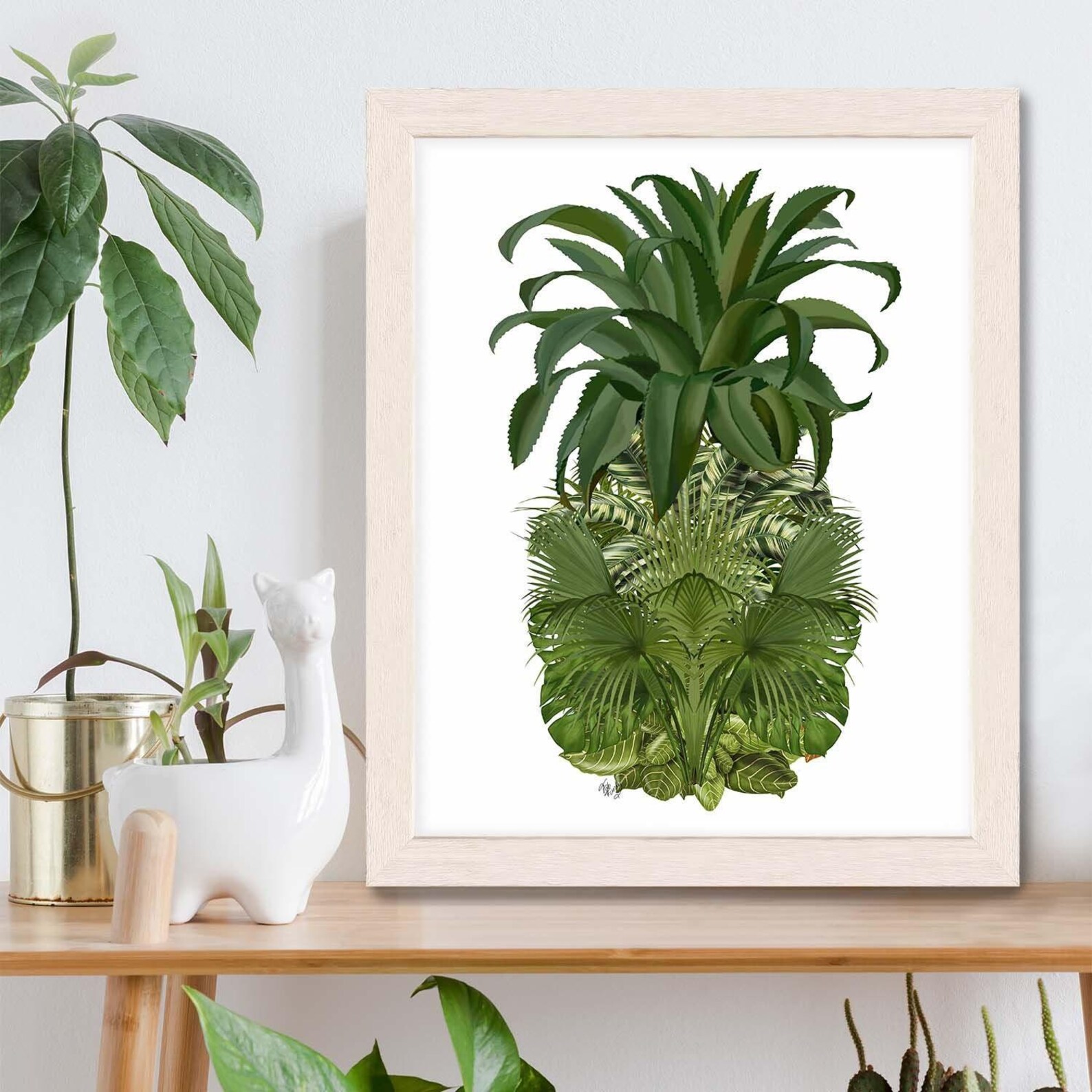 Pineapple Print Tropical Print - Tropical Palms Pineapple - Botanical ...