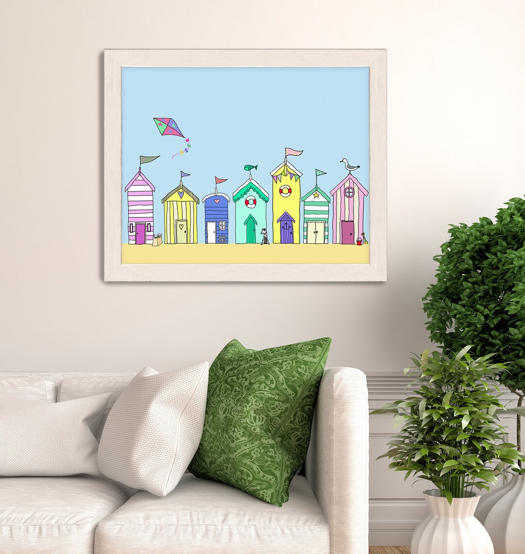 Beach Hut Print - Beach Huts in a Row - Beach House Decor Beach Art ...