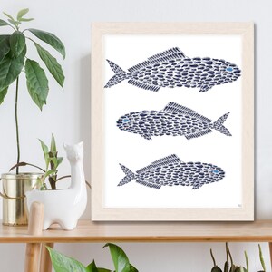 Blue Fish Print, Fish Painting, Fishing Gift, Sealife Fish Decor, Fish ...