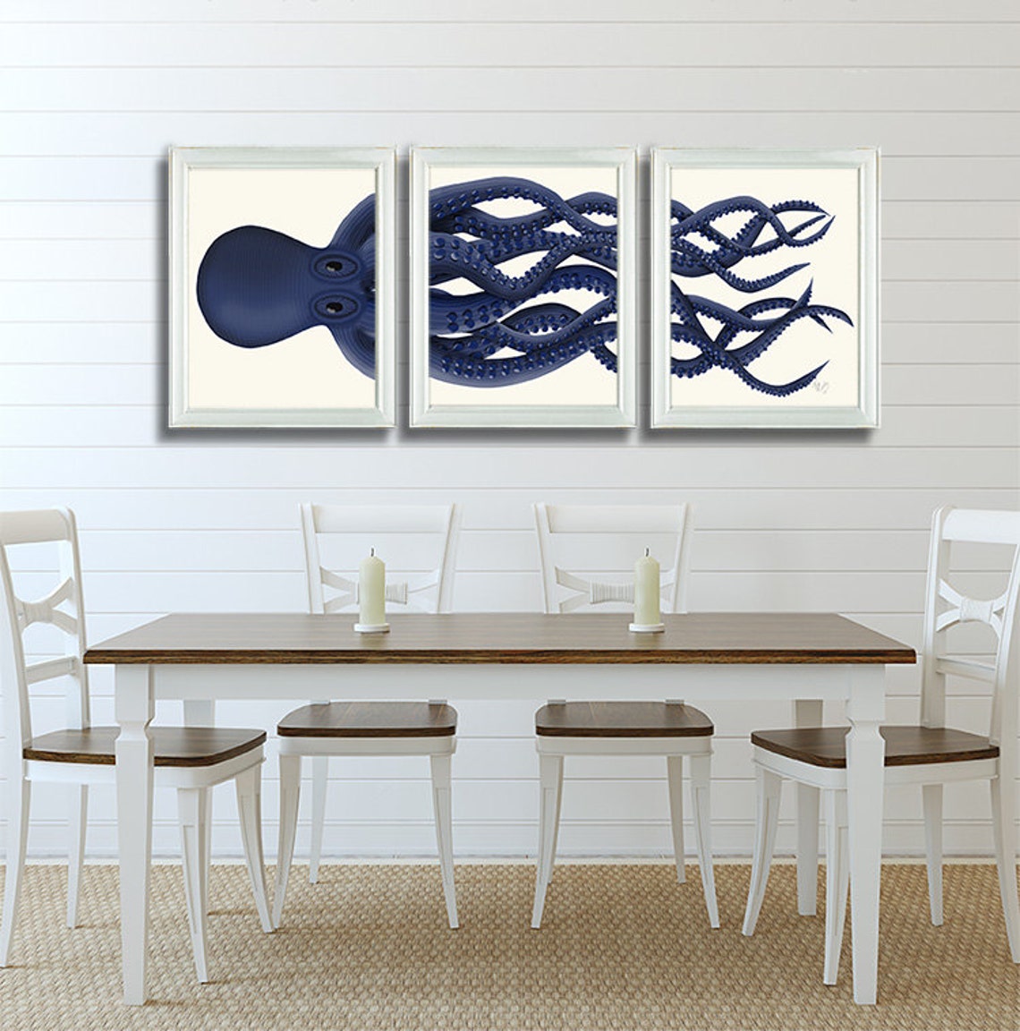 Giant Octopus Triptych Set 3 Octopus print octopus canvas | Etsy