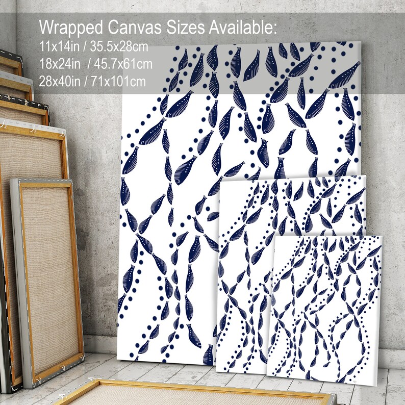 Blue Fish Print Blue and White Art Fish Bathroom Nautical - Etsy UK