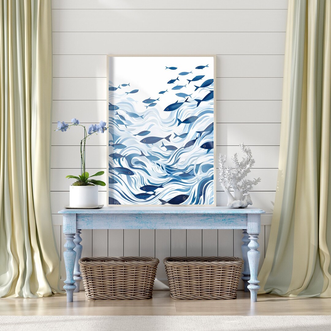Modern Fish Wall Art, Abstract Oceanscape Art, Impressionist Fish Print ...