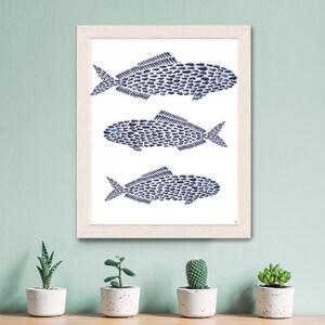 Blue Fish Print, Fish Painting, Fishing Gift, Sealife Fish Decor, Fish ...