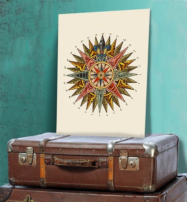 Nautical Star Art print nautical Compass Art Nautical print | Etsy