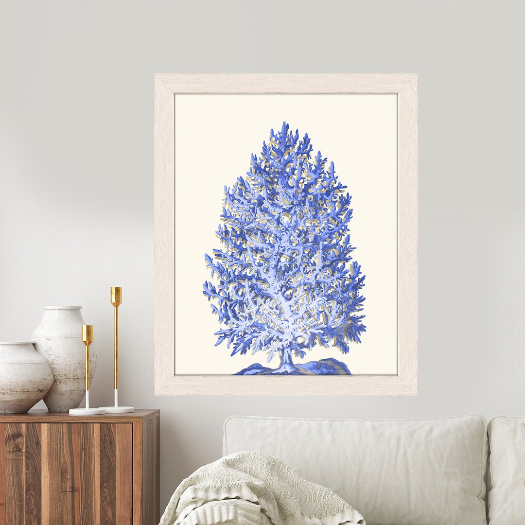 Blue Coral Tree - Nautical Print Sea Coral Wall Art Coastal Decor ...