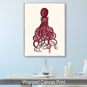 Red Octopus Print - Twisted Octopus Red- Octopus Illustration Sea Life ...