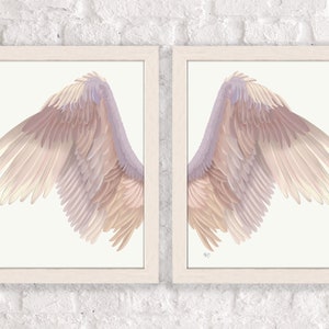 Angel Wings Canvas, Pink Wings Print, Set of 2 Prints, Dusty Pink Decor ...