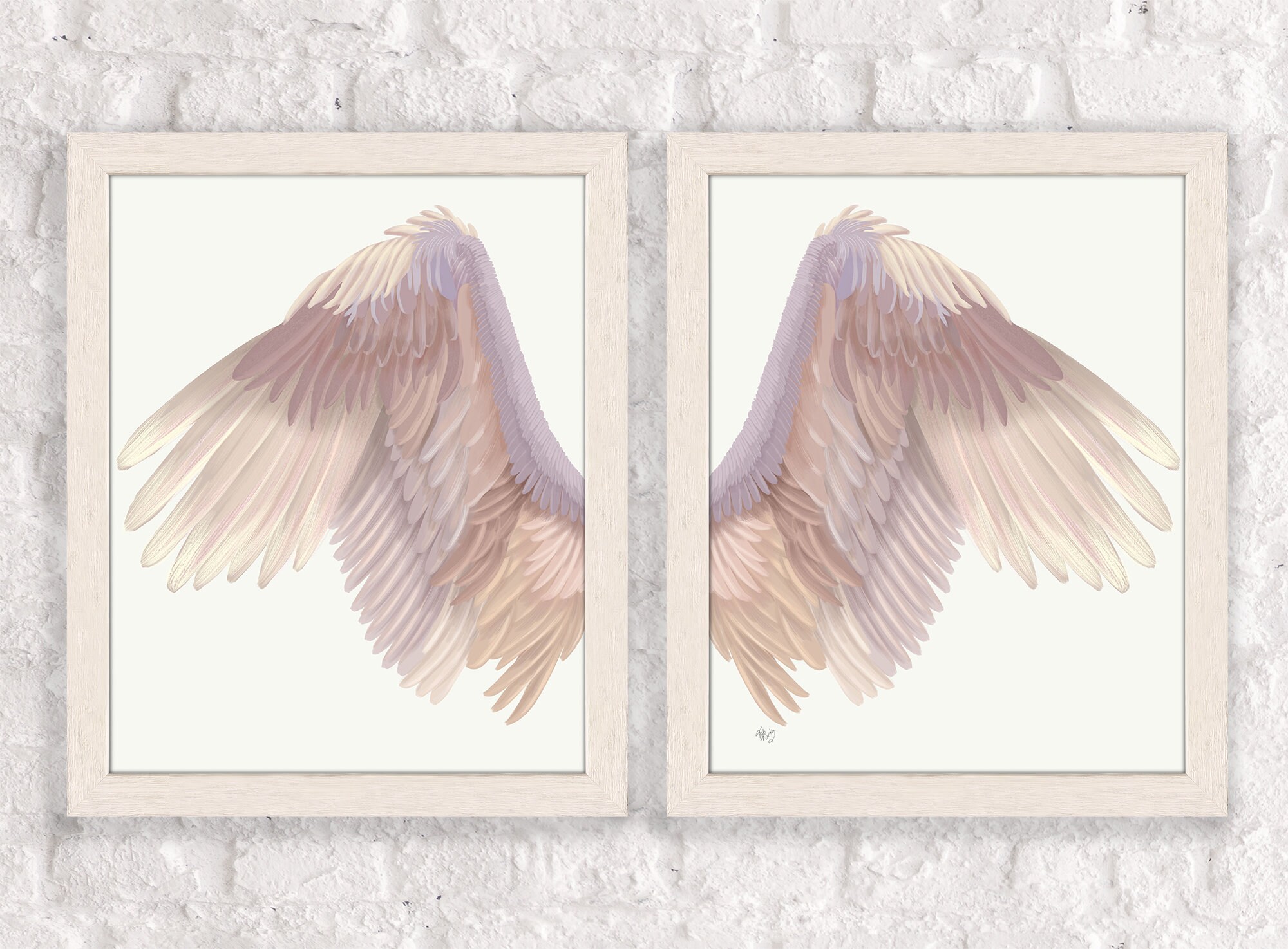 Angel Wings Canvas Pink Wings Print Set of 2 Prints Dusty - Etsy UK